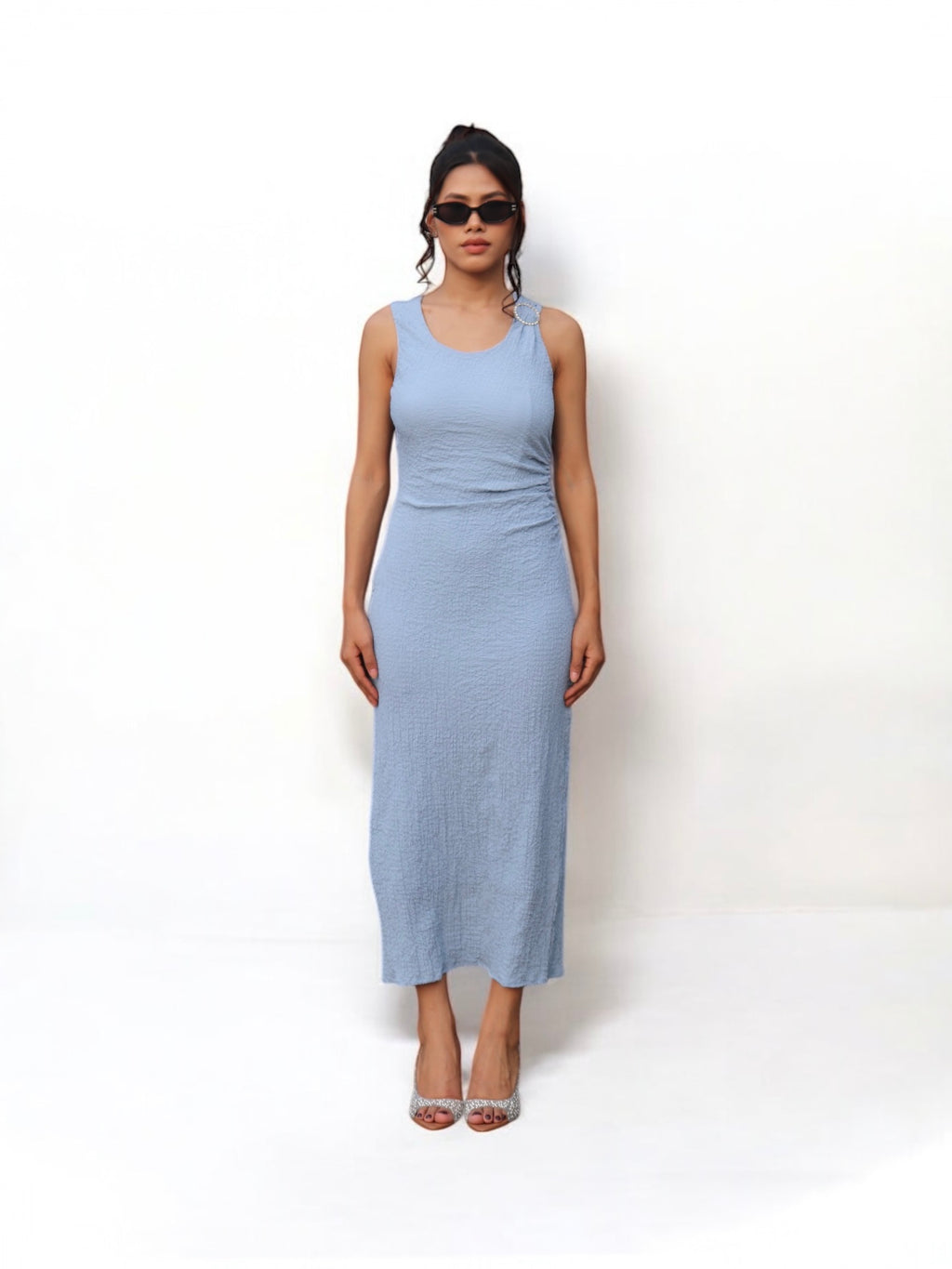 ICE BLUE RHINESTONE TEXTURED DRESS – shop and yours